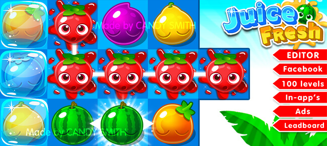 Juice Fresh Match 3 Complete Project + EDITOR – Sell My App