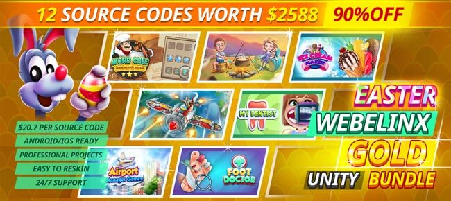 Easter Webelinx Gold Unity Bundle SALE – 12 source codes worth $2588 90% OFF! – Sell My App