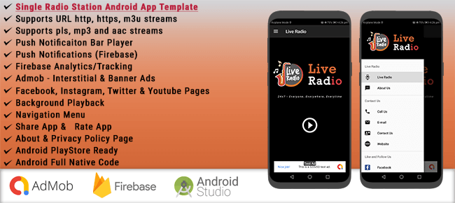 Live Radio Android App Source Code Universal Single Radio App Sell My App