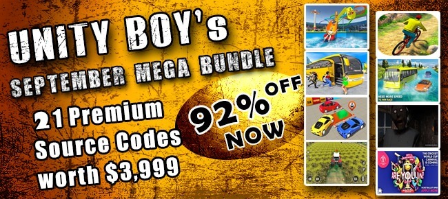 Unity Boy’s September Mega Bundle : 21 Premium Source Codes -92% OFF NOW! – Sell My App