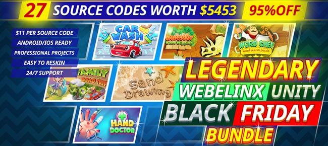 Webelinx Black Friday Unity Bundle Offer: 27 Premium Quality Games -95% OFF! – Sell My App