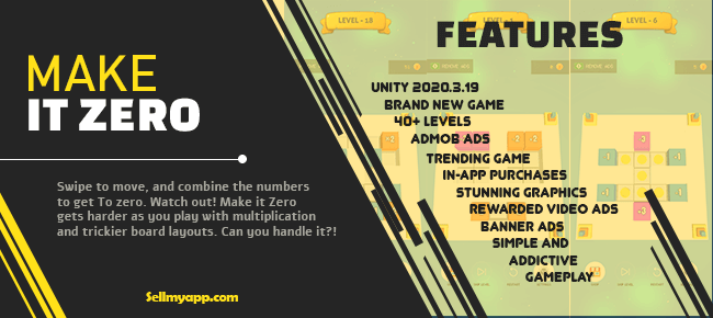 Make it Zero – Hypercasual Puzzle Game – Sell My App