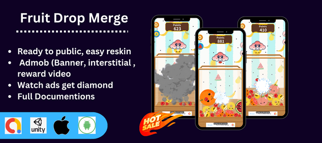 Fruit Merge Puzzle (Unity + Admob) – Sell My App