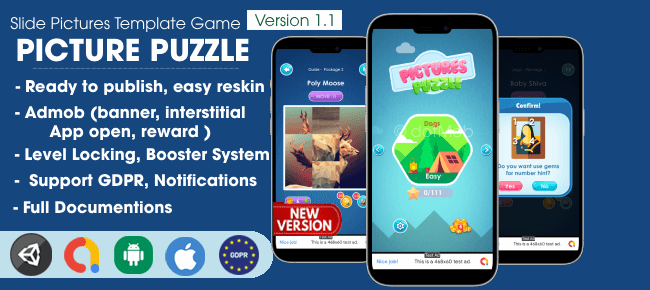 Slide Picture Puzzle – Unity Complete Project – Sell My App