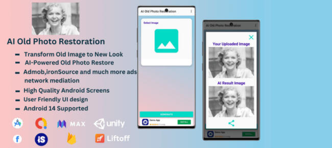 AI Old Photo Restoration App with ironSource Mediation – Sell My App