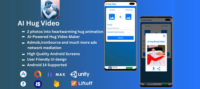 AI Hug Video App with ironSource Mediation – Sell My App